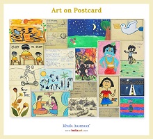 Art on Postcard, painting on postcard, drawing on postcard, postcard art