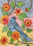 Blue Bird and Flowers Painting by Pushpa Sharma