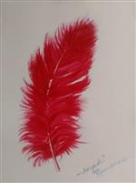 Red Feather Painting by Aayushi Ramdham