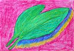 Green abstract leaf Painting by Jagruti Ibhad