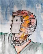 Domination of technology on human Painting by Anindita Ghosh