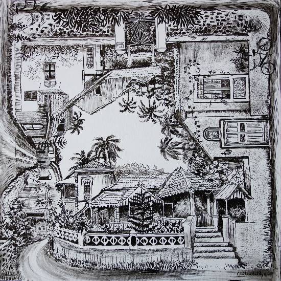 Fontainhas (series - Houses of Goa paintings), Print by Professional ...