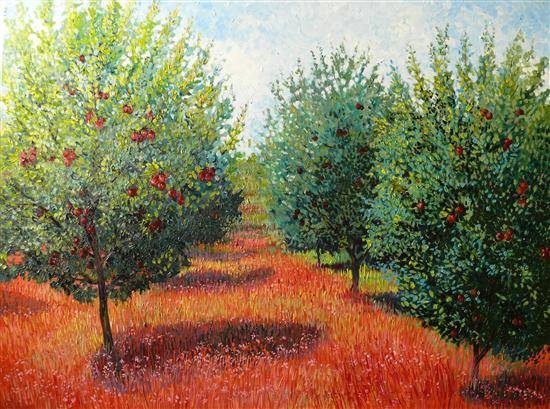 Apple Orchard (canvas print of apple orchard painting), Print by ...