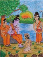 Kewat serving Rama Painting by Aradhya Shristi