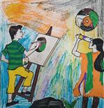 Artist capturing memory Painting by Sadanand Hedo