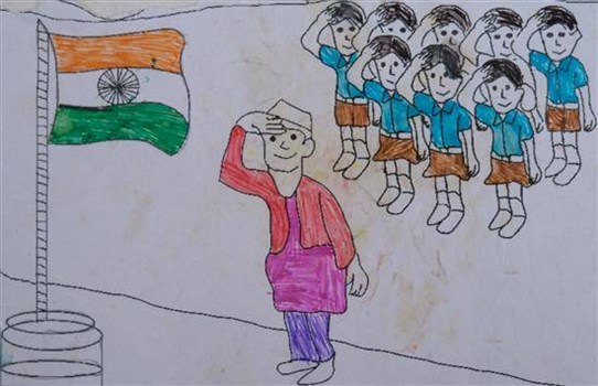 Indian Flag Hoisting Drawing