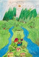 My Green Village Painting by Anita Fasale