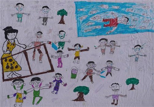 Holi Festival Memory Drawing