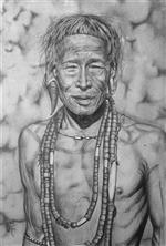 Wancho Headhunter Painting by Ajem Toham