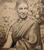 Tranquil Elegance: Rukmani Devi's Blissful Aura Painting by Ajem Toham