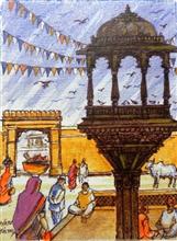 Decorative Chabutara, Painting by Professional Artist Natubhai Mistry